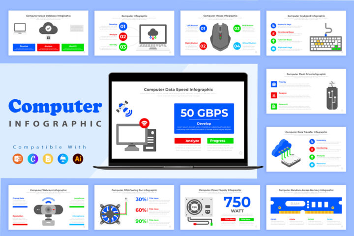 Computer Infographic Template - Mighty Slide