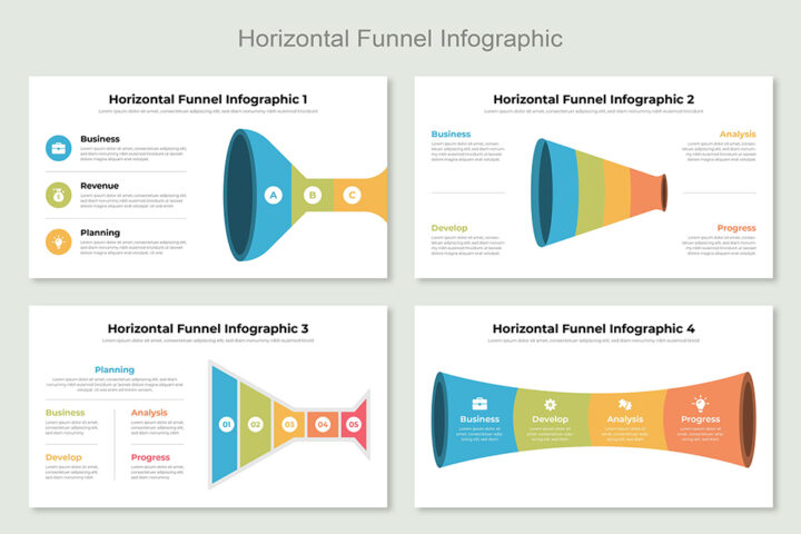 Horizontal Funnel Infographic Template - Mighty Slide